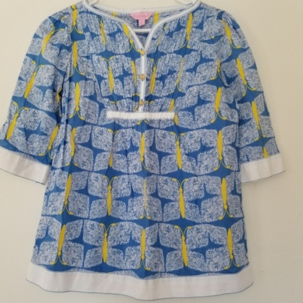 Lilly Pulitzer Sullivan Butterfly Blousesize Xs - Gem